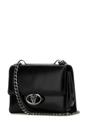 Valentino Garavani Womens Black Leather Small Vlogo Shoulder Bag Nero Calf - Bos Taurus Borse A Tracolla