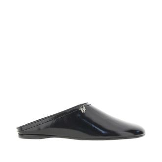 Emporio Armani Pantent and brushed leather mules Woman 36