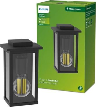 Philips Outdoor Mirth Wandleuchte eckig, max. 25W, exkl. Leuchtmittel, IP44 wetterfest, schwarz