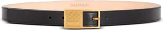 Balmain Femme, Accessoires, Noir, Taille: 70 CM Ceinture fine en cuir de veau Signature