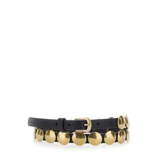 Golden Goose Femme, Accessoires, Noir, Taille: 90 CM Ceinture en cuir noir avec clous