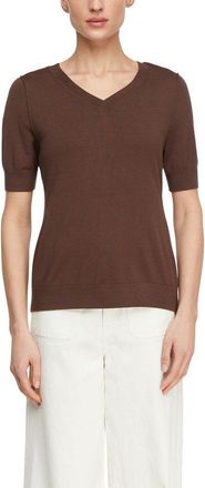 Comma Strickpullover Halbarm-Pullover mit V-Ausschnitt und Bindung im Nacken