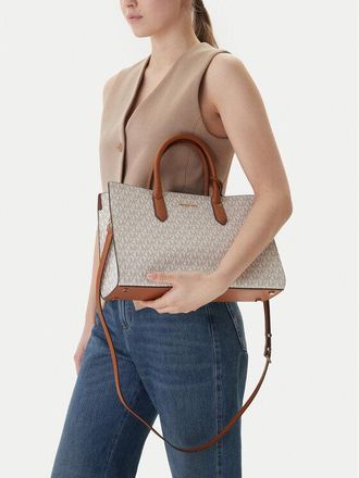 Michael Kors Handtasche Scarlett Medium Signature Logo Satchel 30F4GETS2B Creme