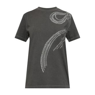 Blumarine Baumwoll-T-Shirt mit Applikationen - - Tops - Damen - Grau - L