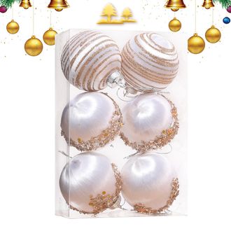 Generic Weihnachtskugelschmuck - Samt-Weihnachtsbaumkugeln | 6-teiliges Set mit Metallschnur f&uuml;r Garten, Pool, Home Party