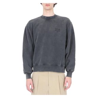 Maison Kitsun&eacute; Felpa girocollo in cotone faded - - Sweatshirts & Hoodies - Herren - Schwarzk - M