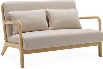 Sweeek 2-Sitzer Design-Sitzbank aus Holz mit Stoffbezug