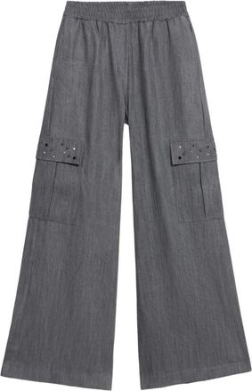 Oltre Femme, Pantalons, Gris, Taille: 44 FR Pantalon Cargo en Tencel avec Pierres