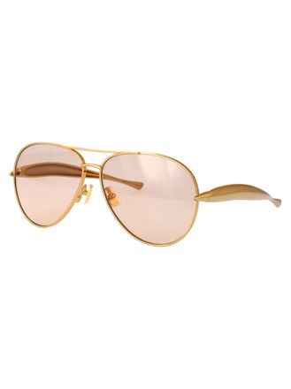 Bottega Veneta Unisex Sunglasses Bv1305s Gold Gold-Gold-Brown Metal Gold/gold/brown