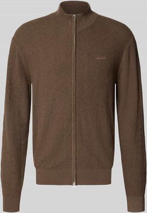 GANT Regular Fit Strickjacke aus Baumwoll-Woll-Mix Modell HERRINGBONE TEXTURE ZIP