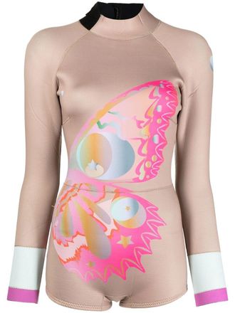 Cynthia Rowley combinaison imprim&eacute;e &agrave; manches longues - Marron