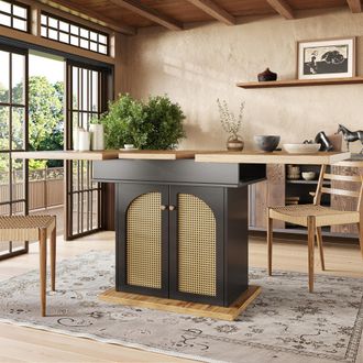 Generic Esstisch Teleskoptisch mit LED-Beleuchtung, Ausziehbar, Klappbarer Küchentisch für 4-6 Personen, Platzsparend mit Intelligenter Aufbewahrung und Verst