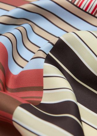 Mango Foulard imprim&eacute; &agrave; rayures g&eacute;om&eacute;trique rouge - Femme - Taille unique - MANGO