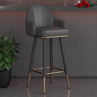 Generic Drehbare Barhocker in Tresenh&ouml;he - K&uuml;chenst&uuml;hle aus PU-Leder mit R&uuml;ckenlehne, Moderne Esszimmerst&uuml;hle im Landhausstil, robuste Metallbeine