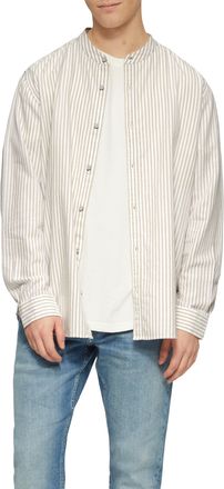 QS by s.Oliver Regular Fit: Stehkragenhemd aus gestreiftem Oxford