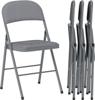 HOMCOM Lot de 4 chaises Pliantes chaises de Salle &agrave; Manger Portables int&eacute;rieur avec assises et dossiers rembourr&eacute;s en Velours et Cadre en Acier, Charge jusqu