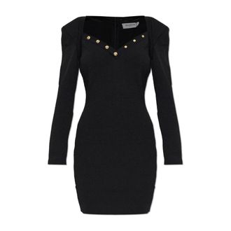 Balmain Strickkleid mit Schulterpolstern - - Dresses - Damen - Schwarzk - S
