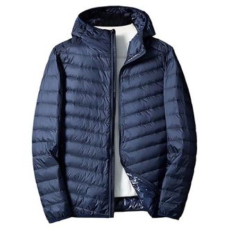 Generic Manteau dhiver l&eacute;ger et pliable &agrave; capuche pour homme - Coupe-vent - Chaud - Veste dhiver chaude, bleu 2, 3XL