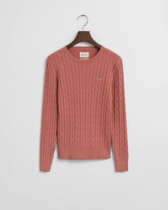 GANT Strickpullover STRETCH COTTON CABLE C-NECK mit Logostickerei auf der Brust