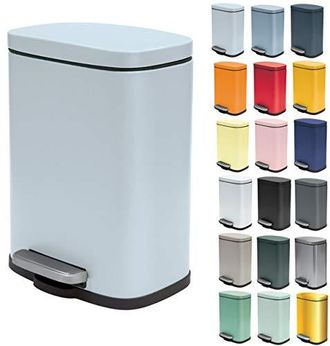 Spirella Poubelle de Salle de Bain à Pédale AKIRA - Acier Inoxydable Haut de Gamme - Fermeture Silencieuse Easy-Close - Bleu Ice - 5L