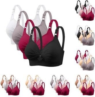 Generic HUIFUAO Lot de 4 Soutien Gorge Femme sans Armature Soutiens-Gorge Femme Push up Grande Taille Coton Soutien Gorge Femme Sport avec Bretelles réglables