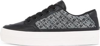 Tommy Hilfiger Baskets Vulcanisées Femme Monogram en Cuir, Noir (Black), 41