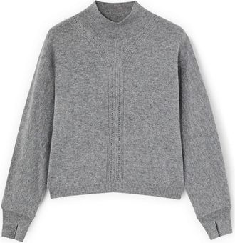 Motivi Femme, Pulls, Gris, Taille: 40 FR Pull en cachemire à col rond avec ajours