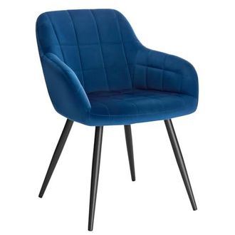 Woltu Chaise de Salle &agrave; Manger, Chaise de Cuisine rembourr&eacute;e en Velours, Pied en m&eacute;tal,Bleu