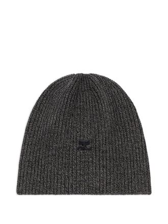 Courrèges bonnet en maille à design côtelé - Gris