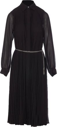 Michael Michael Kors robe plissée à ceinture en chaîne - Noir