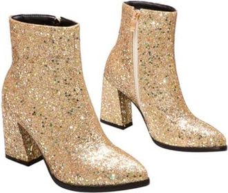 Frcolor Bottines Femme Talons Hauts Paillettes Pointues Confortables Courtes &Eacute;l&eacute;gantes Automne Hiver