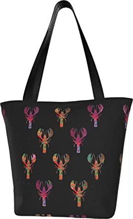 AOOEDM Tie Dye Crawfish Tropical R&eacute;utilisable Sac Fourre-Tout Femmes Casual Sac &Agrave; Main Sacs &Agrave; Bandouli&egrave;re pour Shopping &Eacute;picerie Voyage En Plein Air