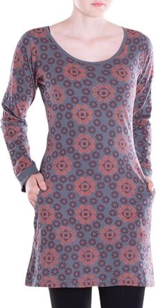 vishes Damen leichtes Langarmshirt-Kleid in Grau | Gr&ouml;&szlig;e M (38) | Handgefertigt aus 100% Baumwolle | Ideal f&uuml;r Fr&uuml;hling, Sommer & Herbst | Nachhaltige Altern