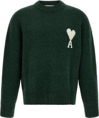 Ami Homme, Pulls, Vert, Taille: L Ami De Coeur Crewneck Sweater