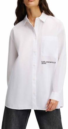 Karl Lagerfeld Karl Lagerfeld Jeans, Femme, Chemise D&eacute;contract&eacute;e, Coupe D&eacute;contract&eacute;e, Blanc, L