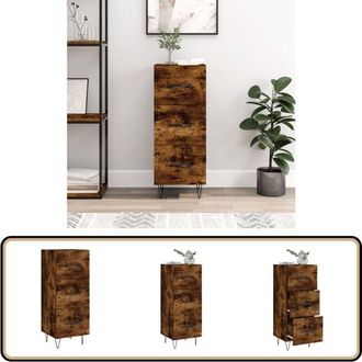 vidaXL Sideboard Räuchereiche 34,5x34x90 cm Holzwerkstoff - Sideboard - Wohnzimmermöbel - Holzmöbel - Regal - TV-Schrank