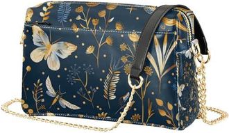 Mnsruu Sacs à bandoulière en cuir pour femme, motif fleurs sauvages et papillons