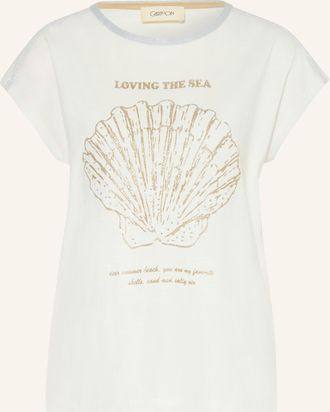 Cartoon Cartoon T-Shirt Mit Schmucksteinen Und Glitzergarn beige