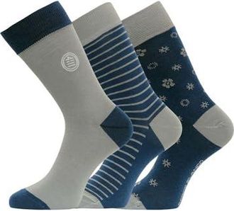 Serge Blanco Chaussette Homme Coton Peigné - Lot de 3 - Chaussettes Hautes Homme, Douces & Confortables, Bleu, Gris, Blanc, Taille 43/46