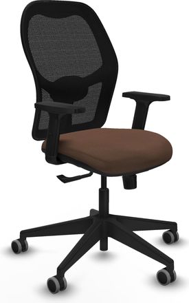 Piqueras y Crespo Stuhl geeignet f&uuml;r B&uuml;ro mit 2D-Armen, h&ouml;henverstellbare Lendenwirbelst&uuml;tze, ausgestattet mit 3 Positionen und Schneideschaum, Schwarz/Dunkelbraun