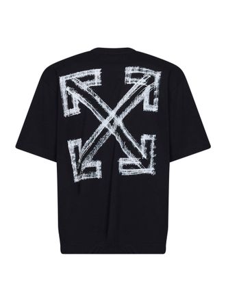 Off-white Mens T-Shirt Motion Arrow Black Cotton T-Shirts And Polos