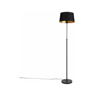 QAZQA Parte fl - Lampadaire avec Abat-Jour - 1 lumi&egrave;re - h 1680 mm - Noir - Classique/Antique - &eacute;clairage int&eacute;rieur - Salon i Chambre - Qazqa