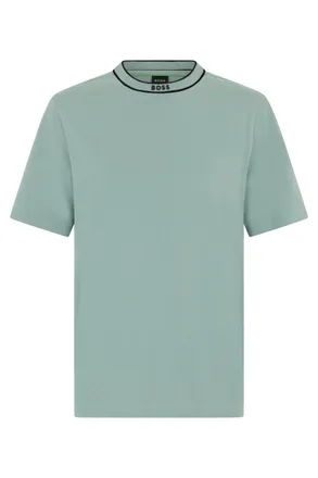 HUGO BOSS Mens Short-Sleeve Cotton T-Shirt Green T-Shirts And Polos