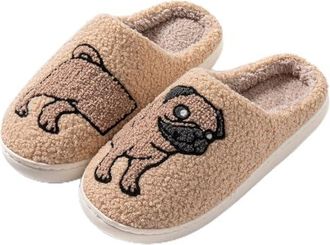 Generic Pantoufles en forme danimal pour femme et homme - Chaussures dint&eacute;rieur brod&eacute;es - Confortables - En mousse &agrave; m&eacute;moire de forme - Semelle antid&eacute;rapante 