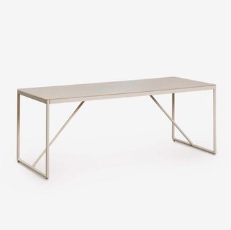 Sklum Rechteckiger Gartentisch 185x85 cm aus Melida-Stahl Beige Tapioca