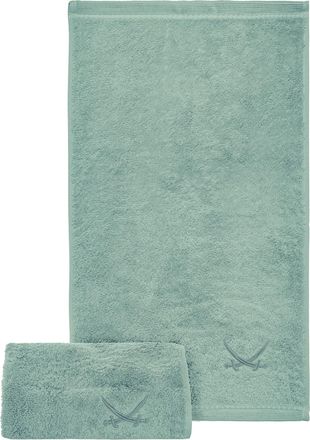 Sansibar 2er Set Gästetuch 30x50 cm - Saugstarkes Frotteetuch aus 100 % Baumwolle - Oeko-TEX Zertifiziert- Sylt-Design mit gesticktem Säbel-Logo - Smaragd