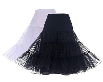 Dresstells Dresstells Jupon ann&eacute;es 50 Vintage en Tulle Rockabilly Petticoat Longueur 66cm/26,2 Jupons(Noir*1+Blanc*1) XL