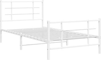 vidaXL Cadre de lit métal sans matelas et pied de lit blanc 107x203 cm Vidaxl