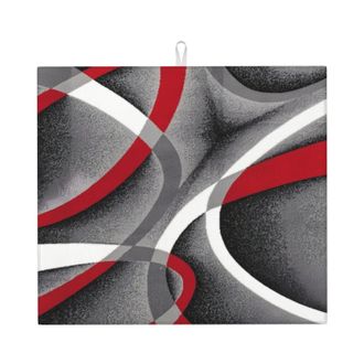 Generic Abtropfmatte Graue, Schwarze, Rote Und Wei&szlig;e Wirbel Geschirrunterlage Maschinenwaschbar Schnelltrocknend Sp&uuml;lbeckenmatte F&uuml;r Geschirr, F&uuml;r Teller, K&uuml;c