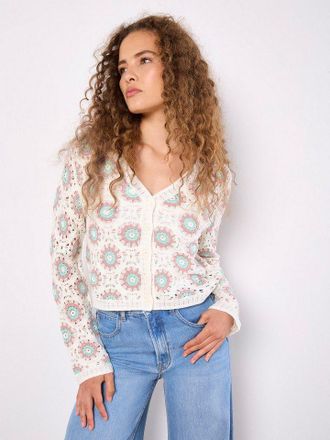 Apricot Cardigan Daisy Crochet Cardigan mit tollem H&auml;keldesign